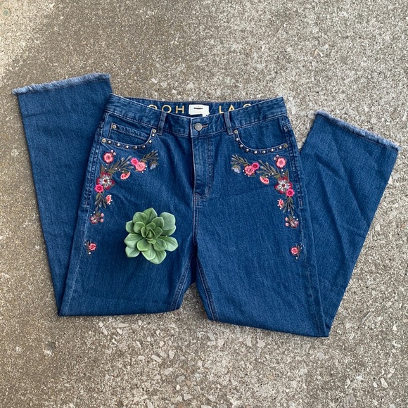 kate spade | Jeans | Kate Spade Ditsy Floral Embroidered Studded Raw ...